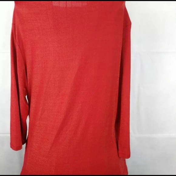 P Luca Milano | Tops | Pluca Milano Red Shimmering Long Sleeve Blouse L ...